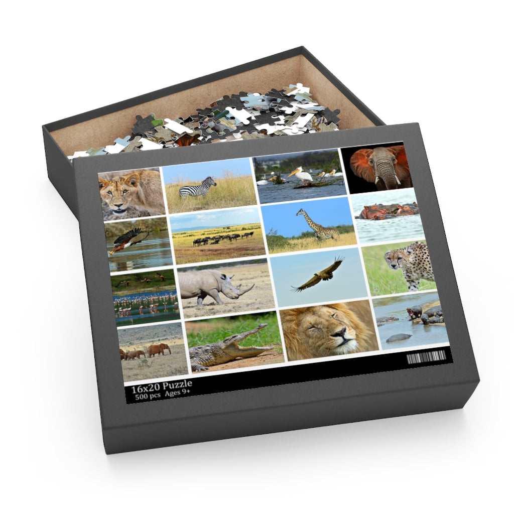 Collage of animals in the african savannah, kenya - jigsaw puzzle